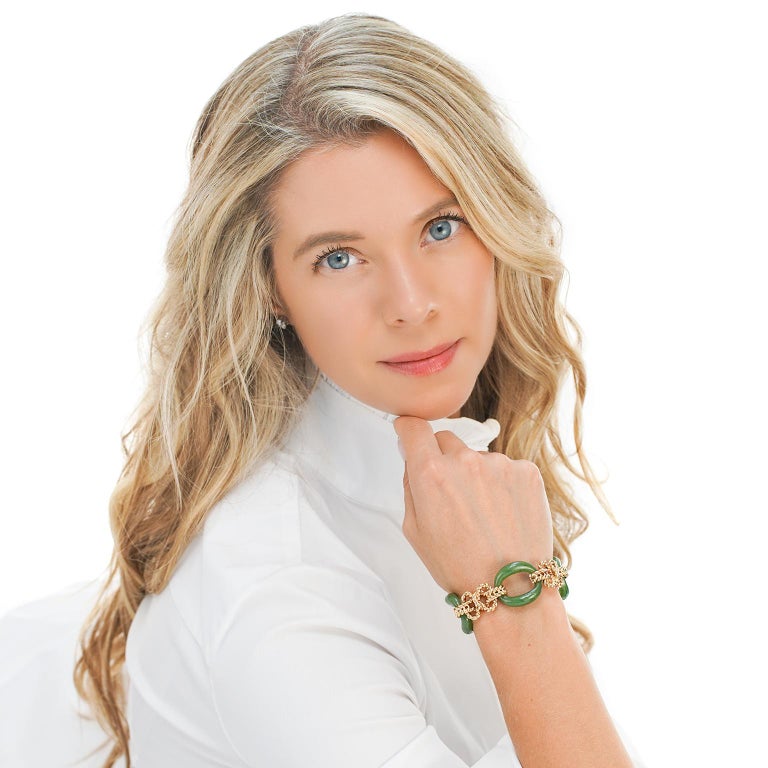 Tannler of Zurich Jade and Gold Sixties Bracelet For Sale at 1stDibs