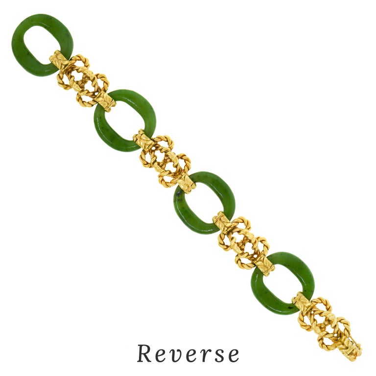 Tannler of Zurich Jade and Gold Sixties Bracelet For Sale at 1stDibs