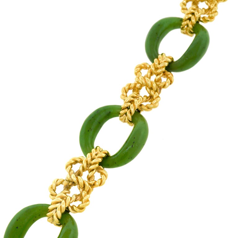 Tannler of Zurich Jade and Gold Sixties Bracelet For Sale at 1stDibs