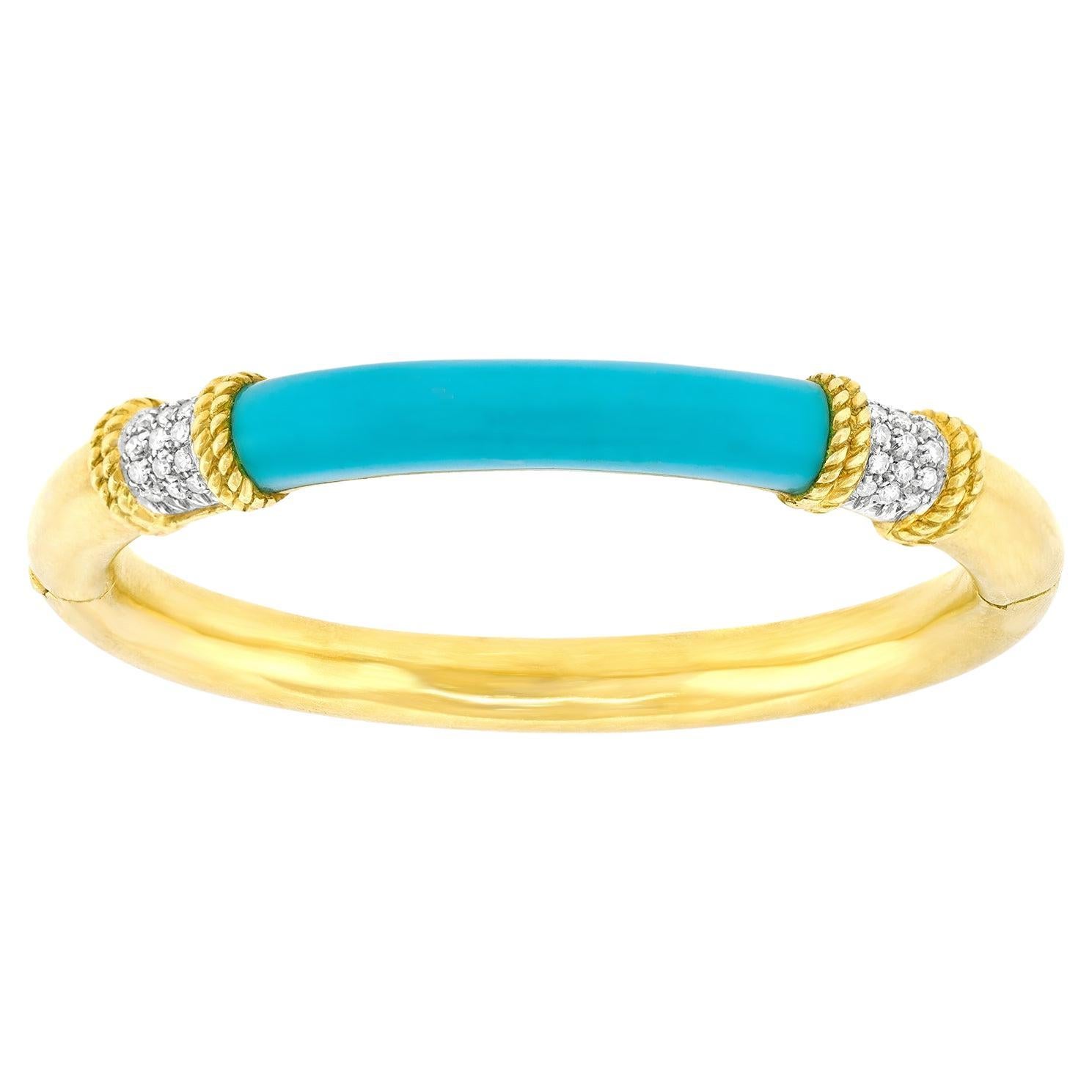 Tannler Turquoise and Diamond-set Bangle Bracelet For Sale at 1stDibs