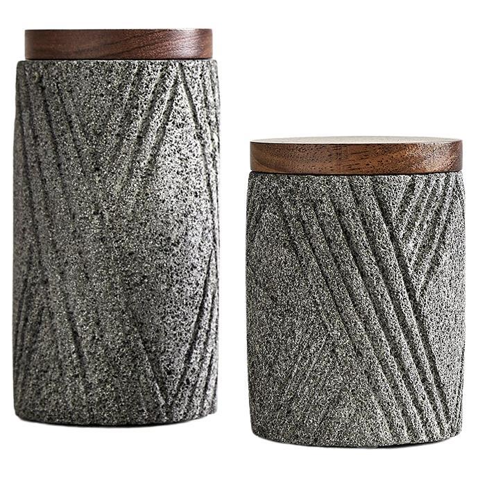 Tanok Volcanic Stone Decorative Containers For Sale at 1stDibs
