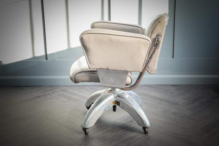 Tansad Model De Luxe V.26 Grey Leather Office Chair For Sale at 1stDibs