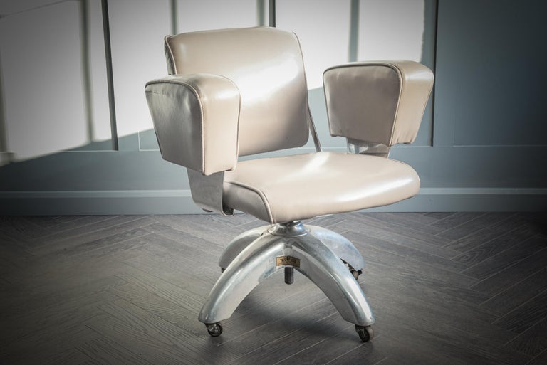 Tansad Model De Luxe V.26 Grey Leather Office Chair For Sale at 1stDibs