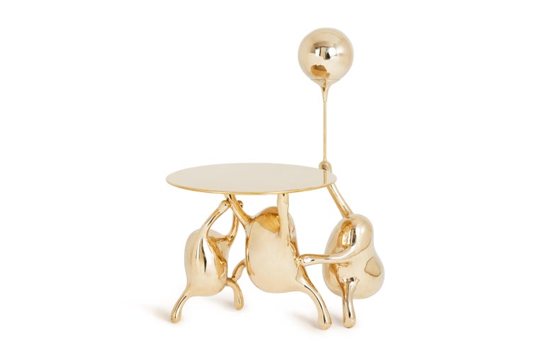 Tantan Side Table Polished Brass with Marble Tabletop by Zhipeng Tan ...
