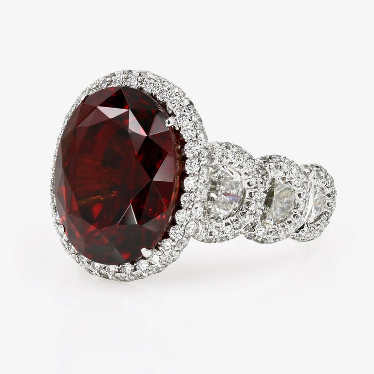 Tanzanian Malaya Garnet and Diamond Ring in Platinum at 1stDibs ...