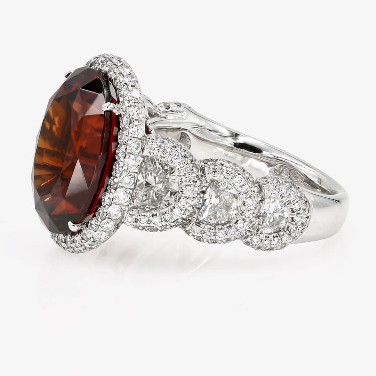 Tanzanian Malaya Garnet and Diamond Ring in Platinum at 1stDibs ...