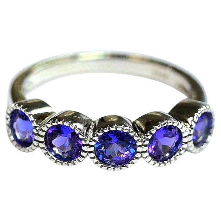 1.16 Ct Tanzanite Art Deco Ring 925 Sterling Silver Engagement Bridal Women Ring For Sale at 1stDibs