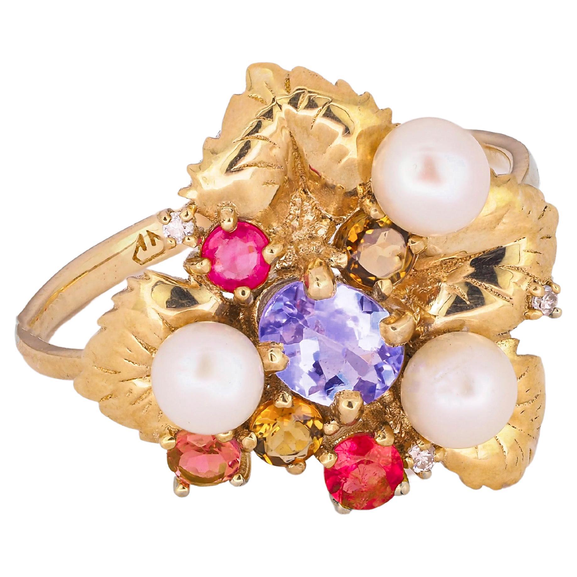 Gold Buttercup Flower Ring For Sale at 1stDibs