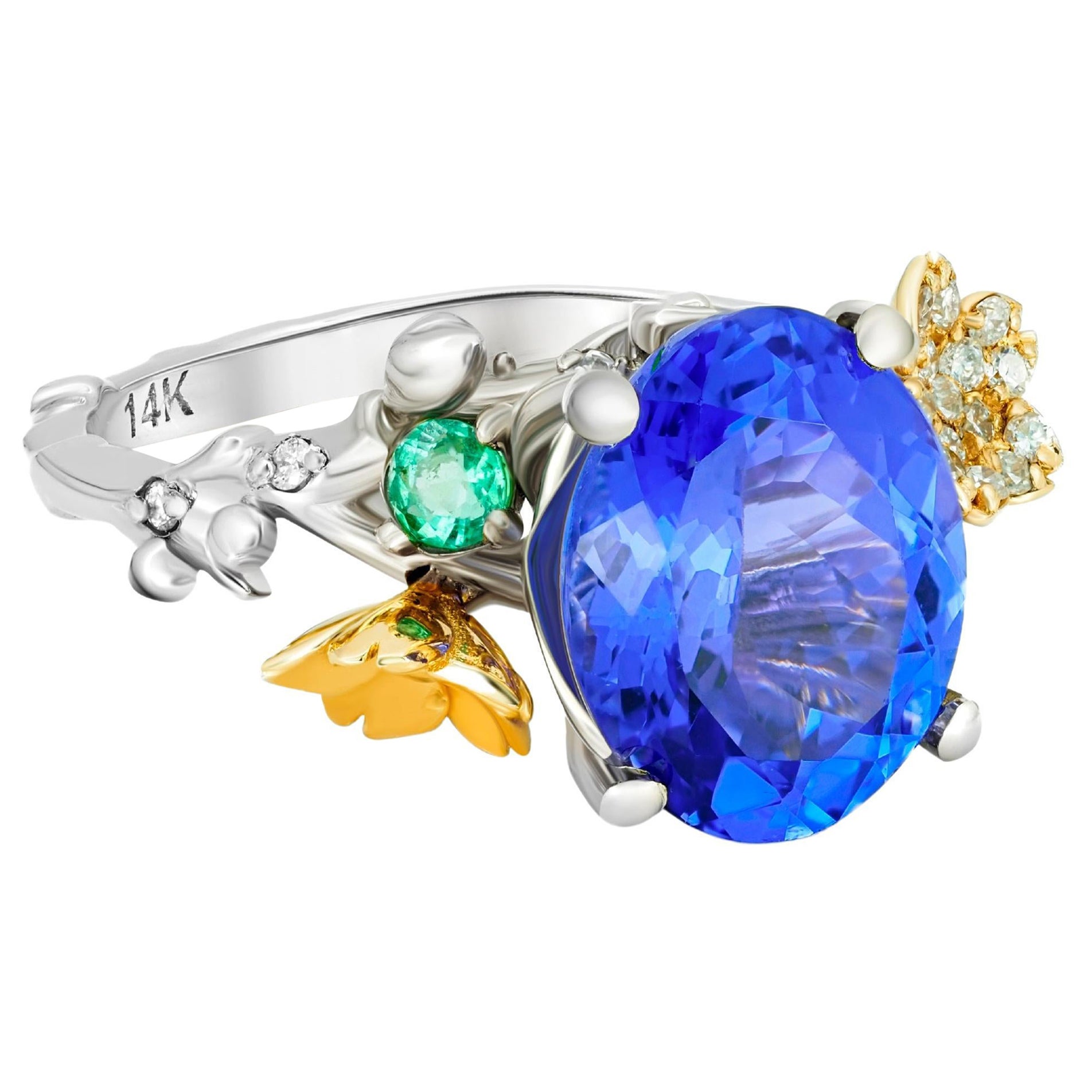 Tanzanite 14k Gold Ring Genuine Tanzanite Ring Certified Tanzanite Ring ...