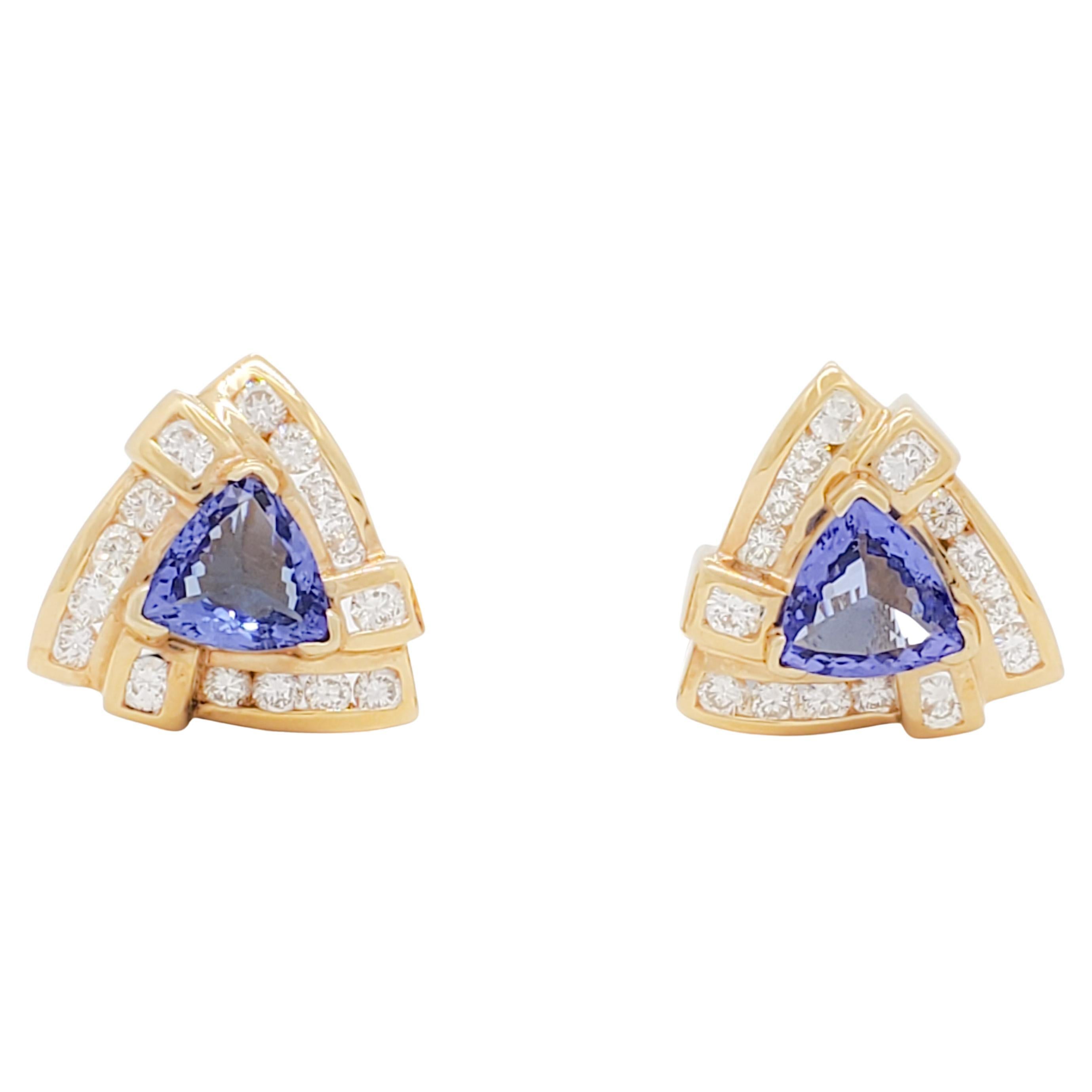 Vintage French Diamond and Yellow Gold Earrings, circa 1960 For Sale at ...