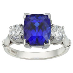 Vivid Diamonds Tanzanite and Diamond Three-Stone Ring For Sale at 1stDibs