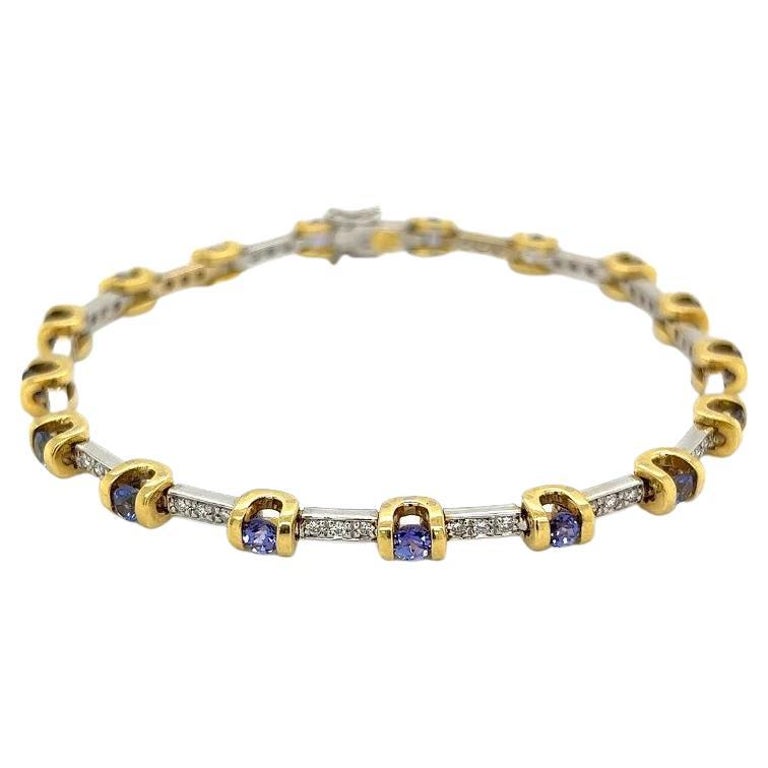 Tanzanite and Diamond Vintage Gregg Ruth Designer Gold Line Bracelet ...