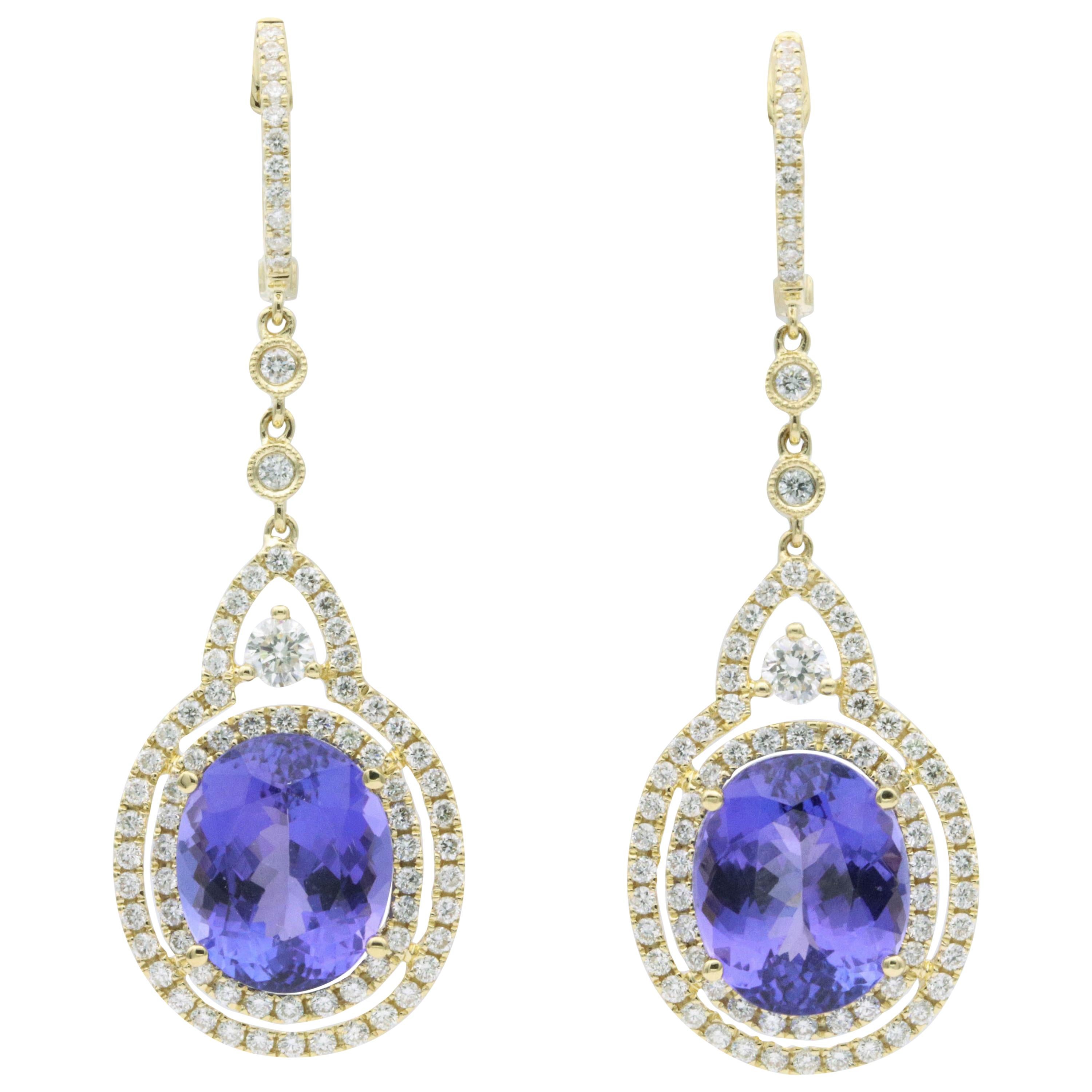 Lavender Tanzanite Earrings by Raymond Yard, 13.41 Carats For Sale at ...