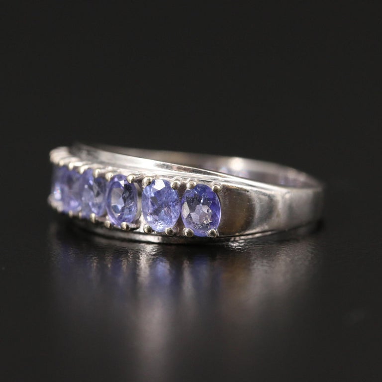 Customizable Tanzanite Engagement Band, 18K Gold Wedding Band, Diamonds ...