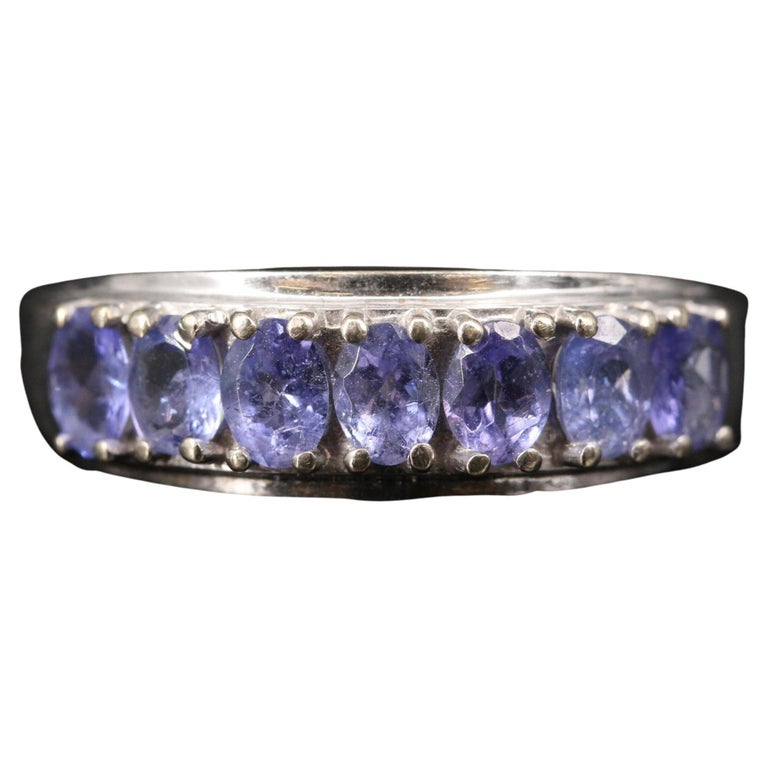 Customizable Tanzanite Engagement Band, 18K Gold Wedding Band, Diamonds ...