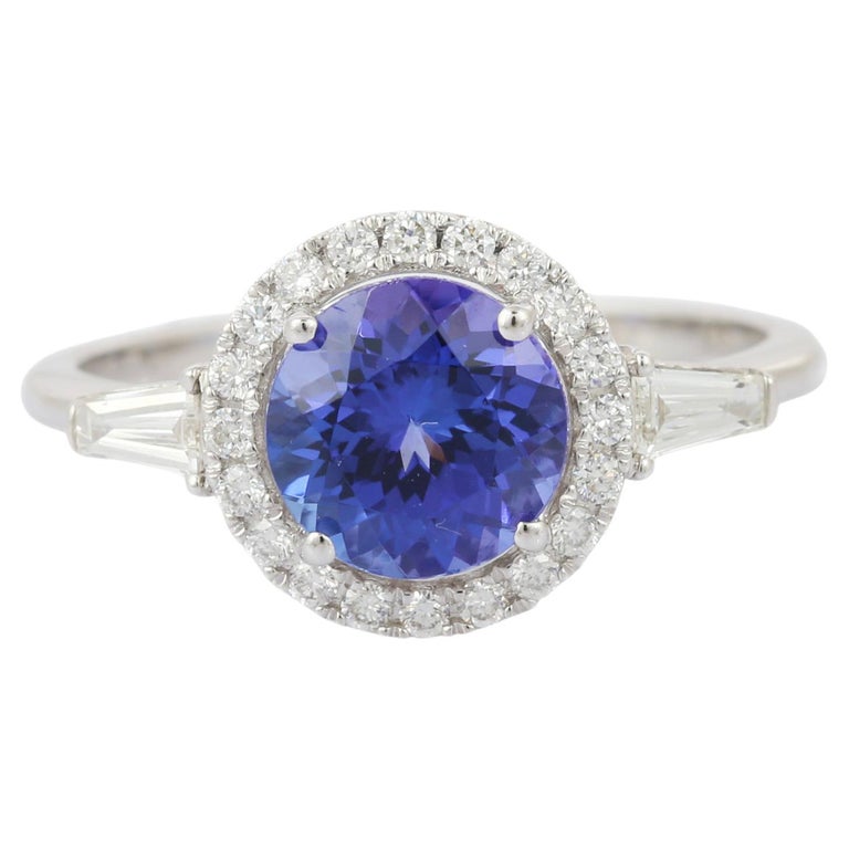 Customizable Tanzanite Gemstone and Diamond Ring in 18K White Gold For ...