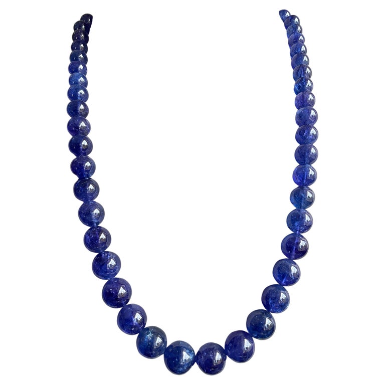 Tanzanite Necklace Gem Quality Rounds Smooth Beads Natural Gemstone For ...