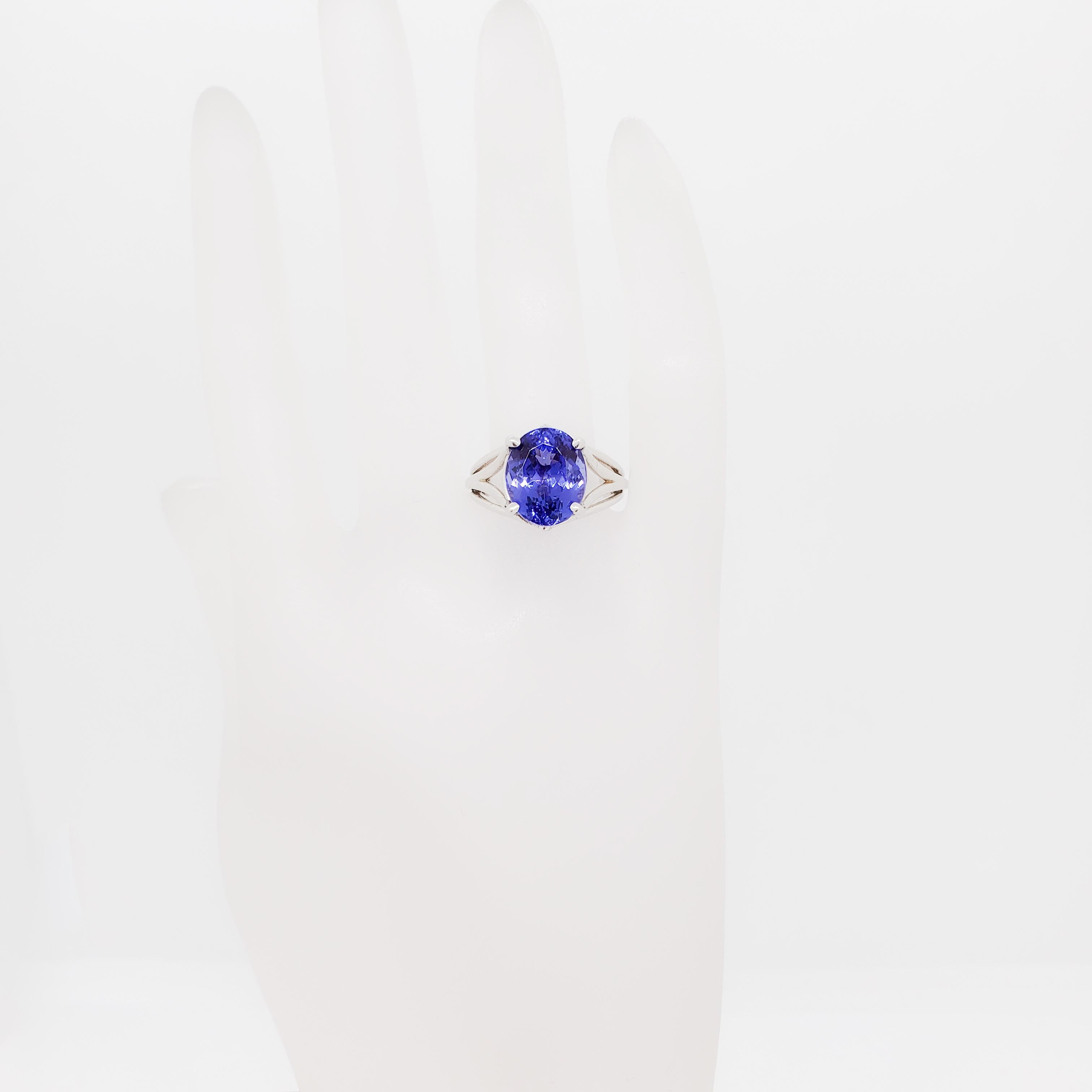 Tanzanite Oval Solitaire Ring in 14k White Gold For Sale at 1stDibs ...