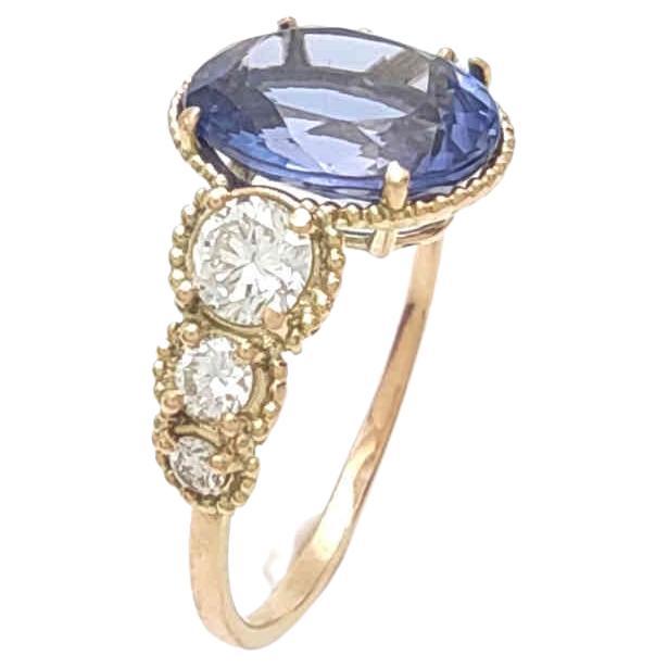Tanzanite Ring 14 Karat Gold with Diamonds Gift for Her Birthday Gift ...