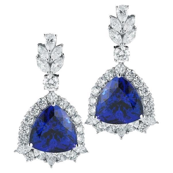 Tanzanite Trillion Earring For Sale at 1stDibs
