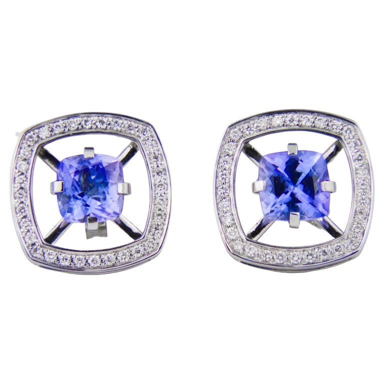 Tanzanites 14k Gold Earrings Studs, Removable Jackets Tanzanite ...