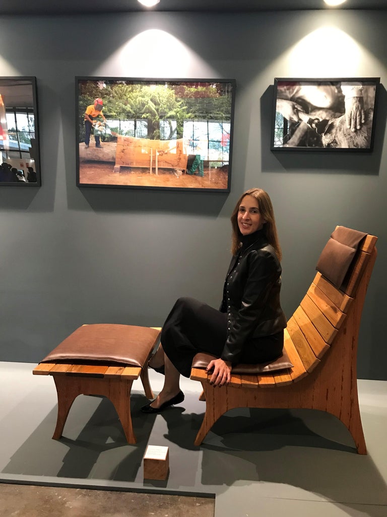 "Tapajós" Armchair with Ottoman in Amazonian Rare Wood and Eco Leather ...