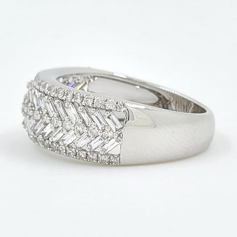 Taper Diamond Band Ring In 18 Karat White Gold For Sale At 1stdibs