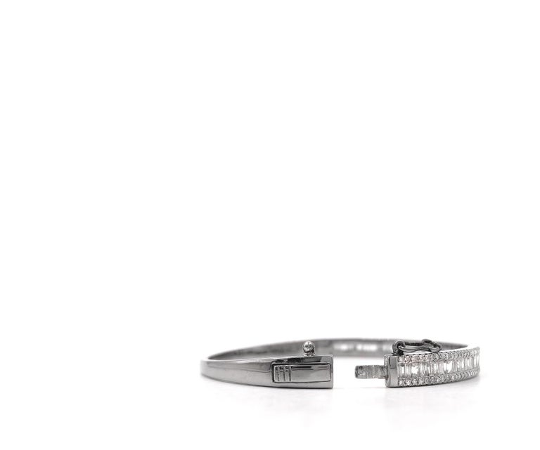 Liza Beth Tapered Baguette and Pave Diamond Hinged Bangle Bracelet at ...