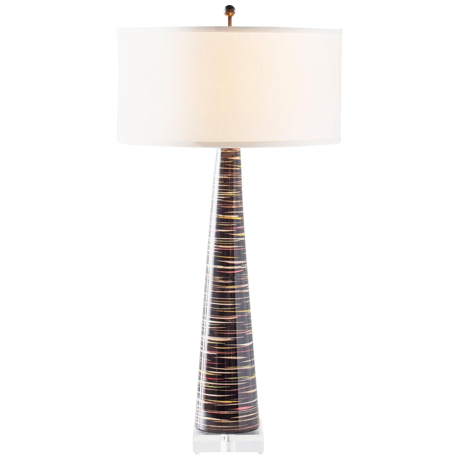 RENG, Paul, Tapered Column Lamp Broken Stripe Design in Earth Tones at ...