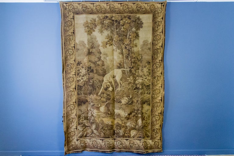 Tapestry Featuring a Hunting Dog Scene at 1stDibs