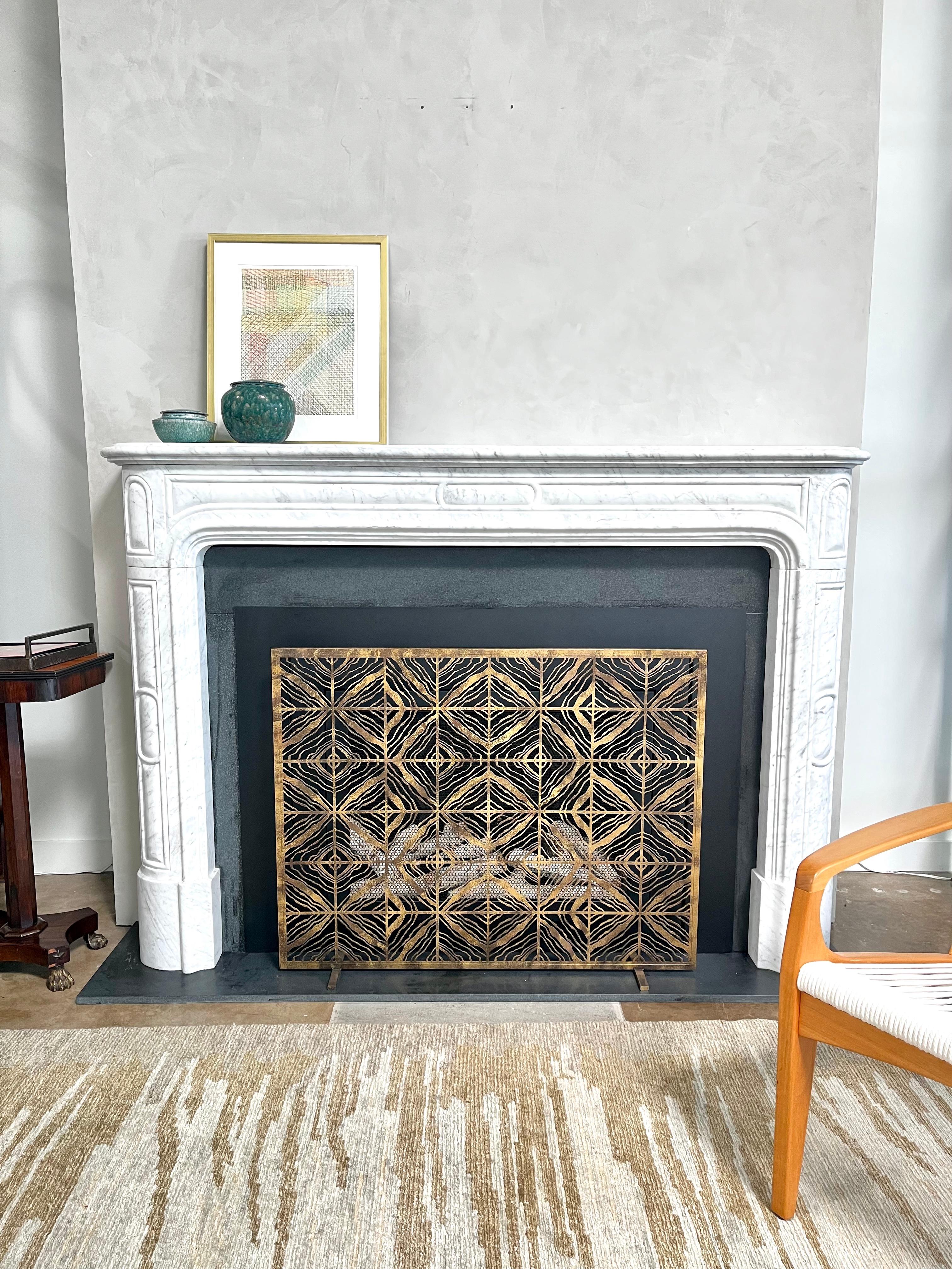 Tapestry Fire Screen in Aged Gold, Ready to Ship For Sale at 1stDibs