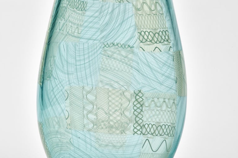Tapestry No 16, a patterned jade green and white glass vase by Scott ...