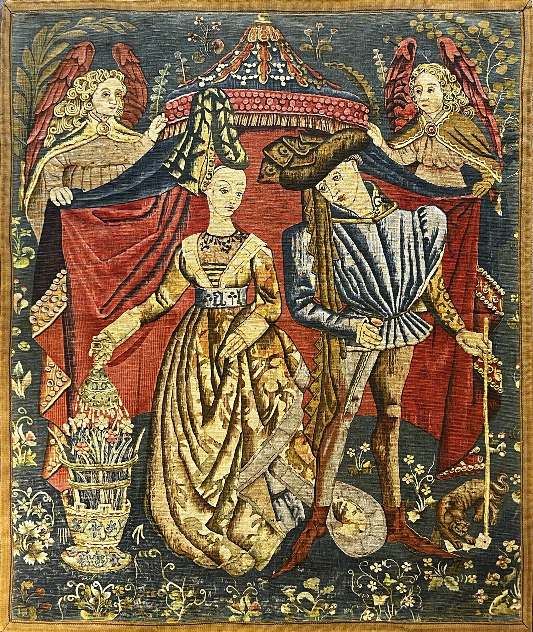 18th Century Fine Brussels Tapestry, Silk Wool, Green, Blue ...