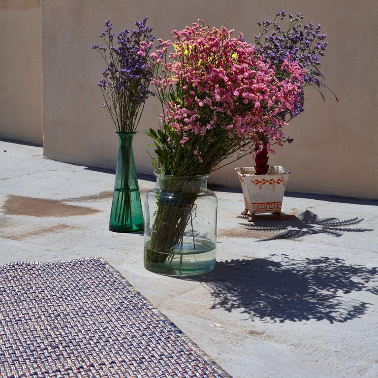 Blue, White Natural Fiber / Copper Handcrafted Area Rug 6'7"x9'10" by ...