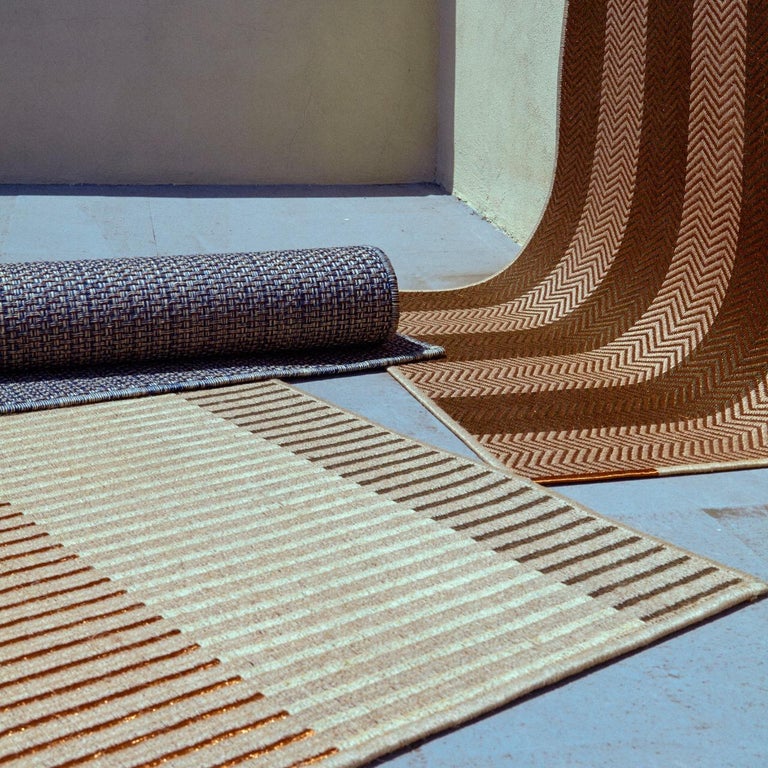 Blue, White Natural Fiber / Copper Handcrafted Area Rug 6'7"x9'10" by ...