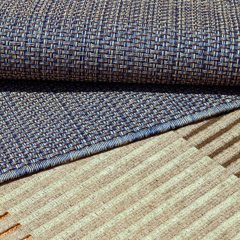 Blue, White Natural Fiber / Copper Handcrafted Area Rug 6'7"x9'10" by ...