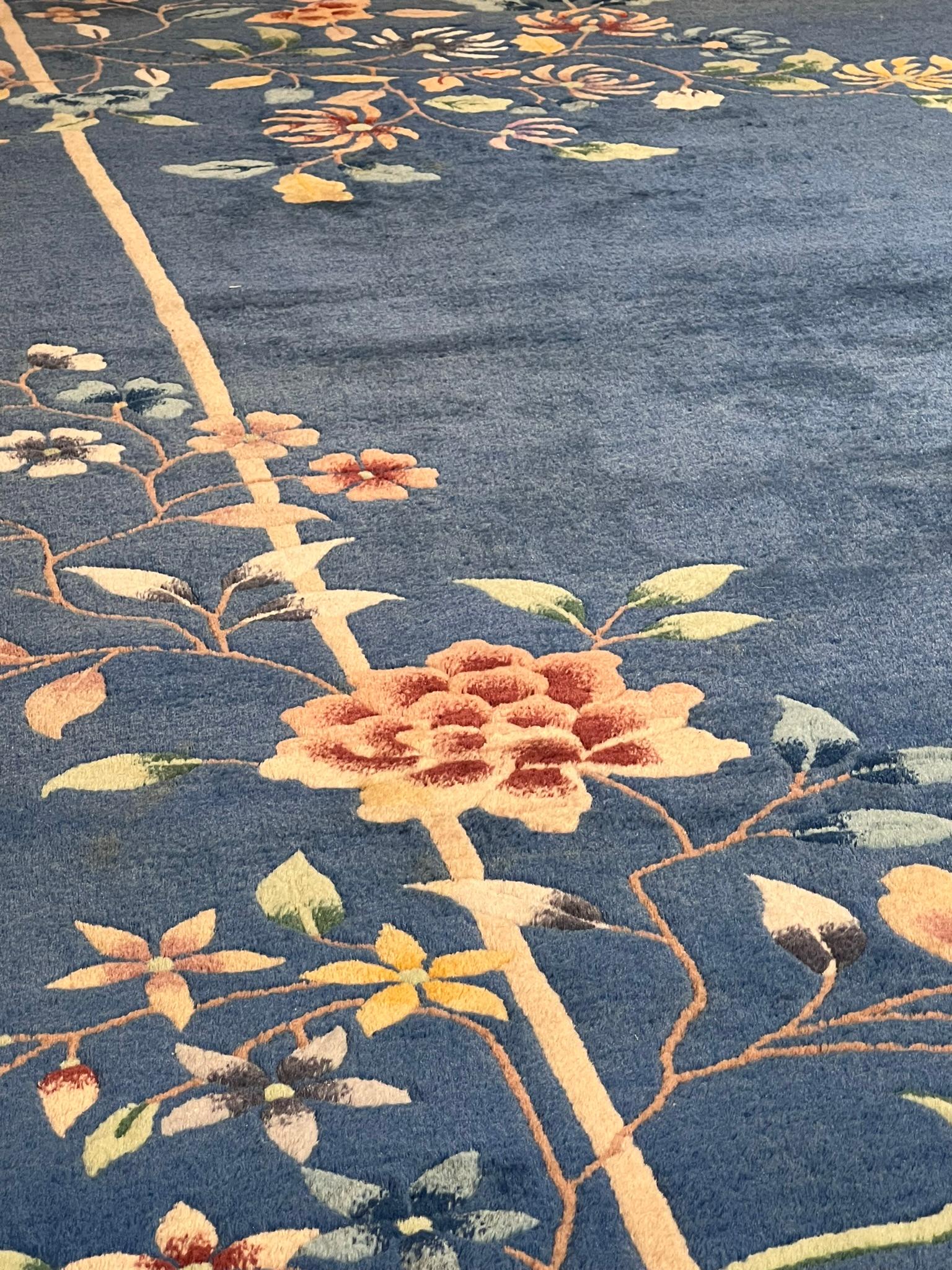 Art Deco rug light blue background with a butterfly and cascades of ...