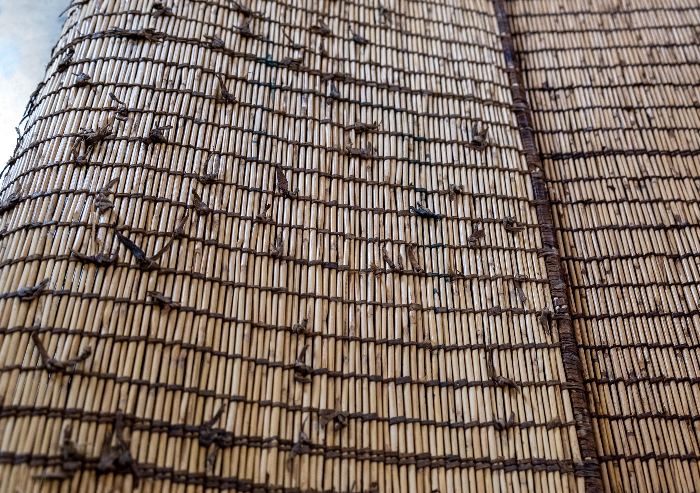 Handmade Moroccan Handmade Tuareg Mat Vintage Moroccan Rug in Wood and ...