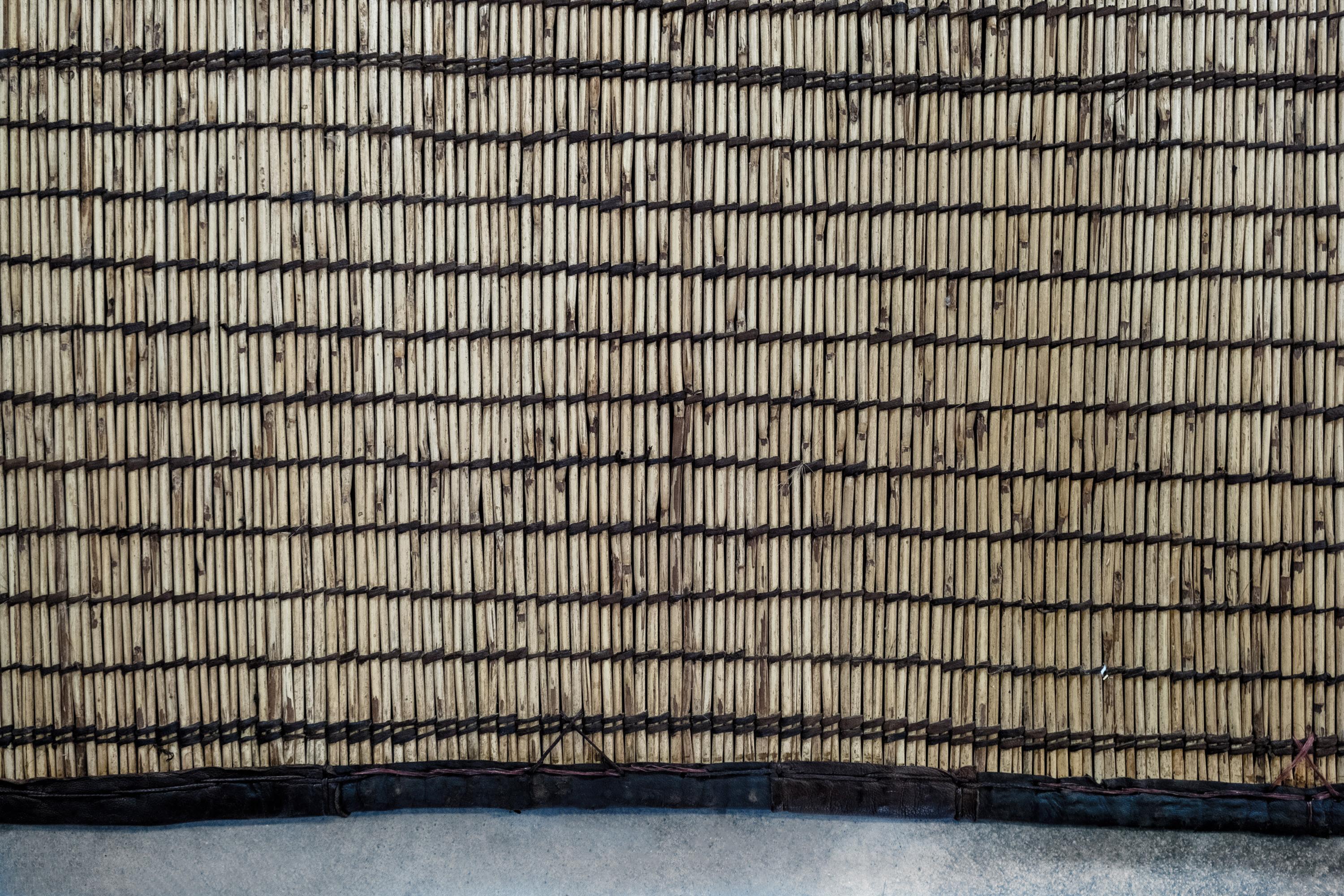 Handmade Moroccan Handmade Tuareg Mat Vintage Moroccan Rug in Wood and ...