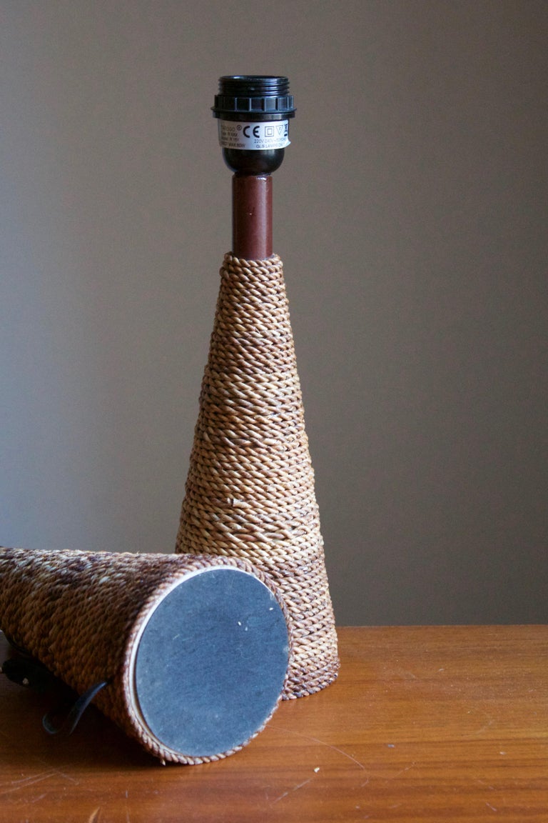 Tarogo Japan, Table Lamps, Wood, Waxed Cord, Philippines, 1980s at ...