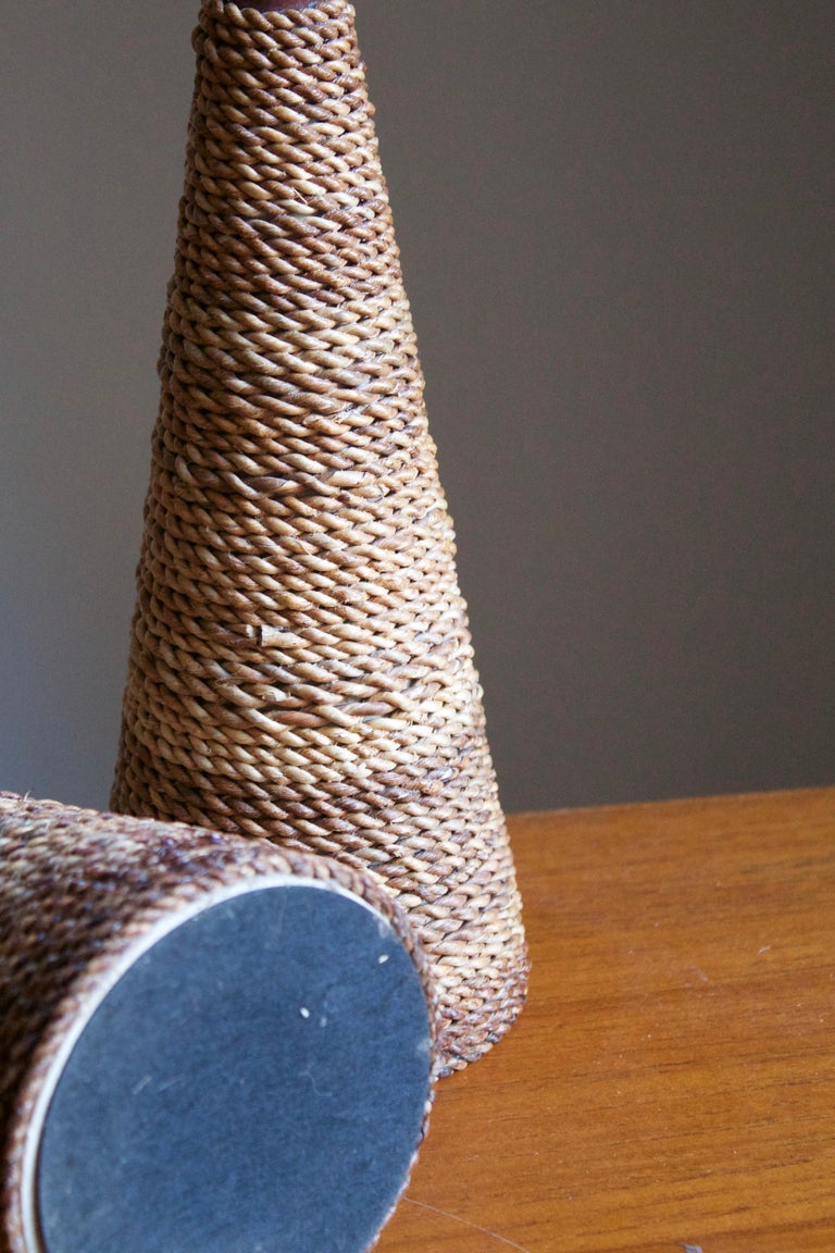 Tarogo Japan, Table Lamps, Wood, Waxed Cord, Philippines, 1980s at ...