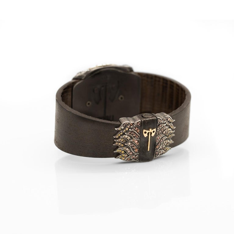 Taru Jewelry Lion Diamond Yellow Gold and Silver Bracelet For Sale at ...