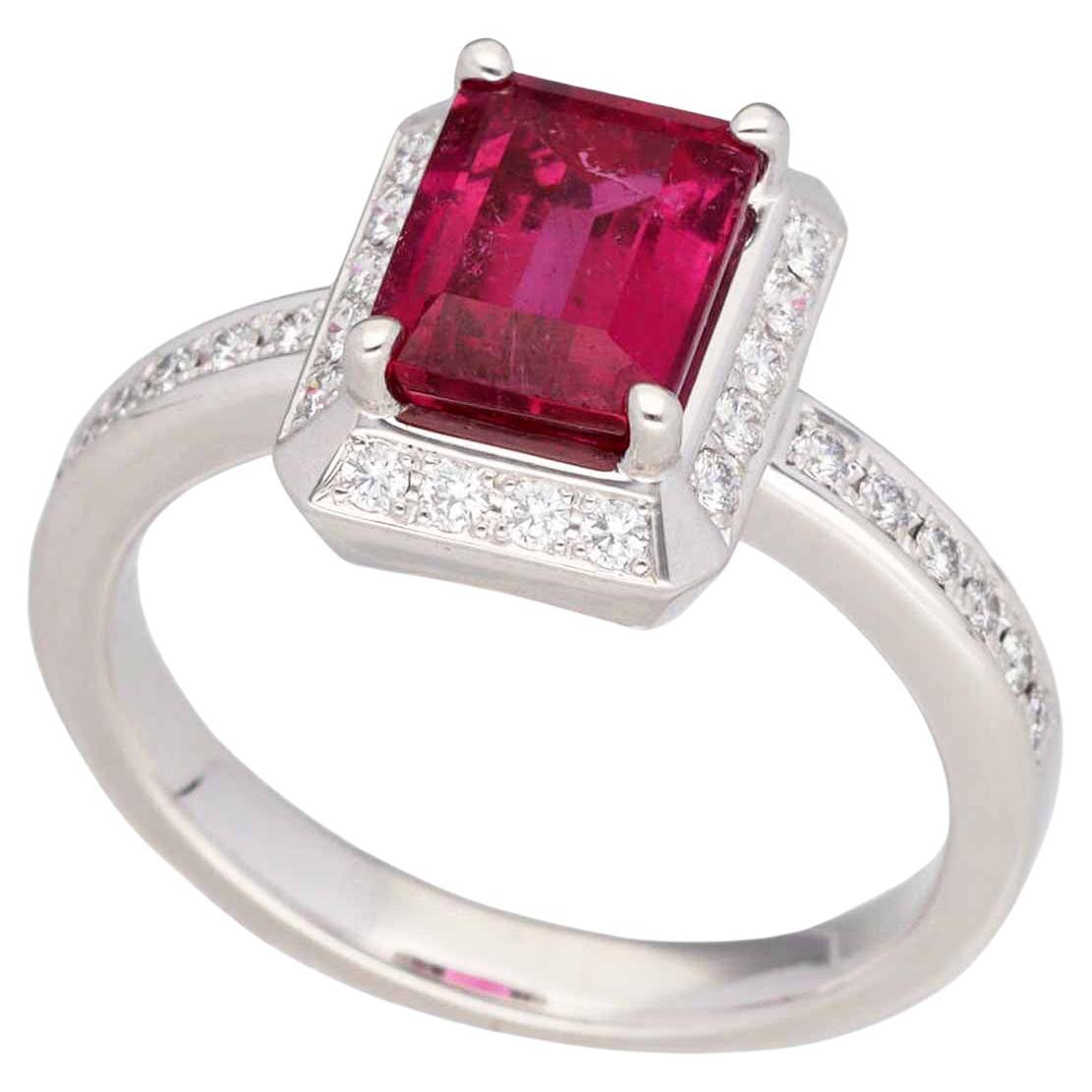 Rubellite Tourmaline Diamond Gold Ring For Sale at 1stDibs | rubellite ...
