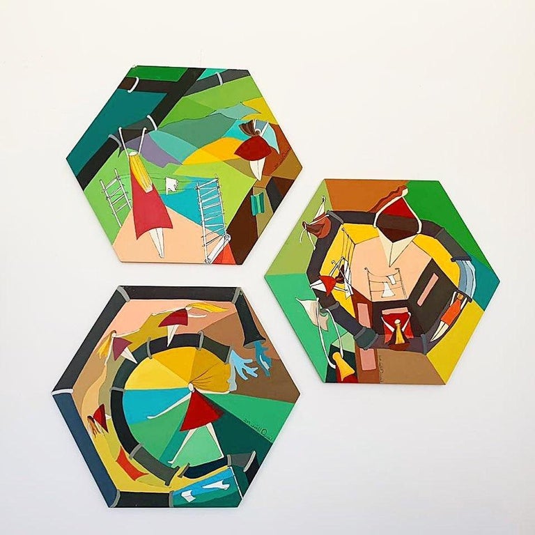 Tasneem El Meshad - "Hexagonal II" Painting 39" x 39" inch by Tasneem ...