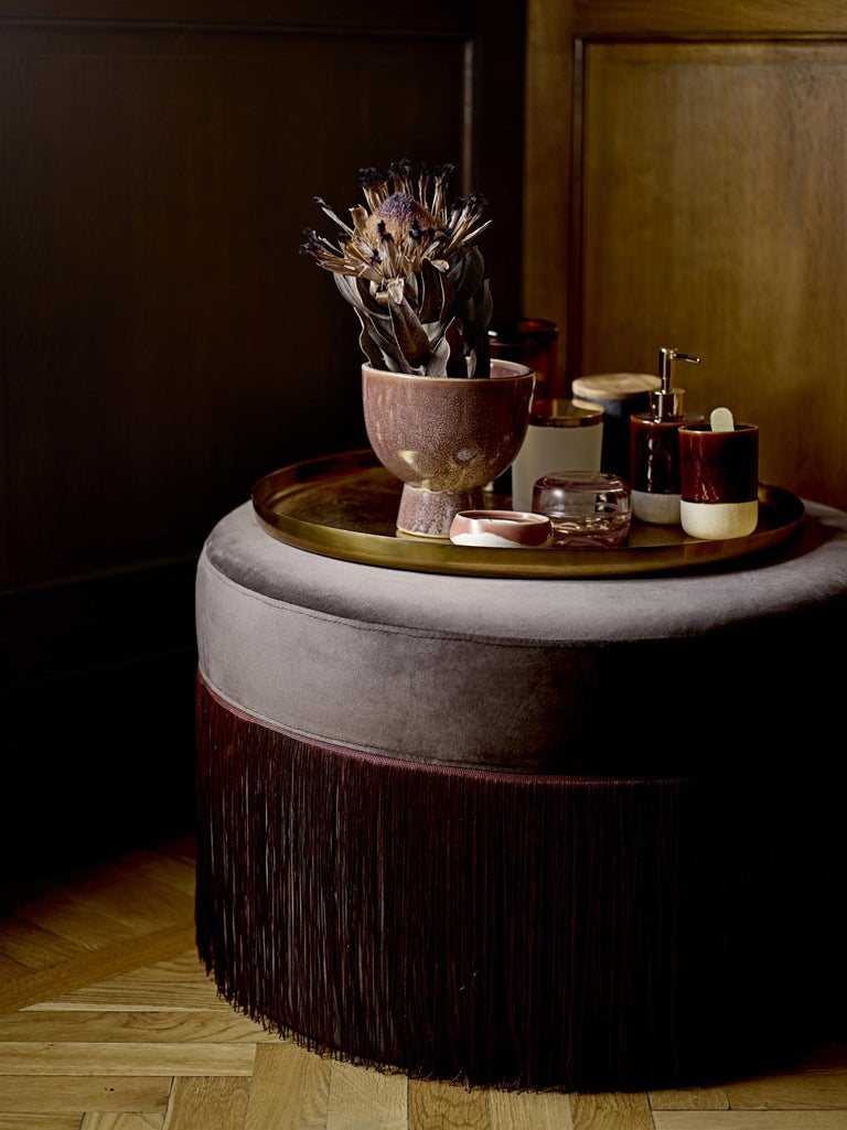 Tasseled Vintage Style Ottoman Pouf Stool at 1stDibs