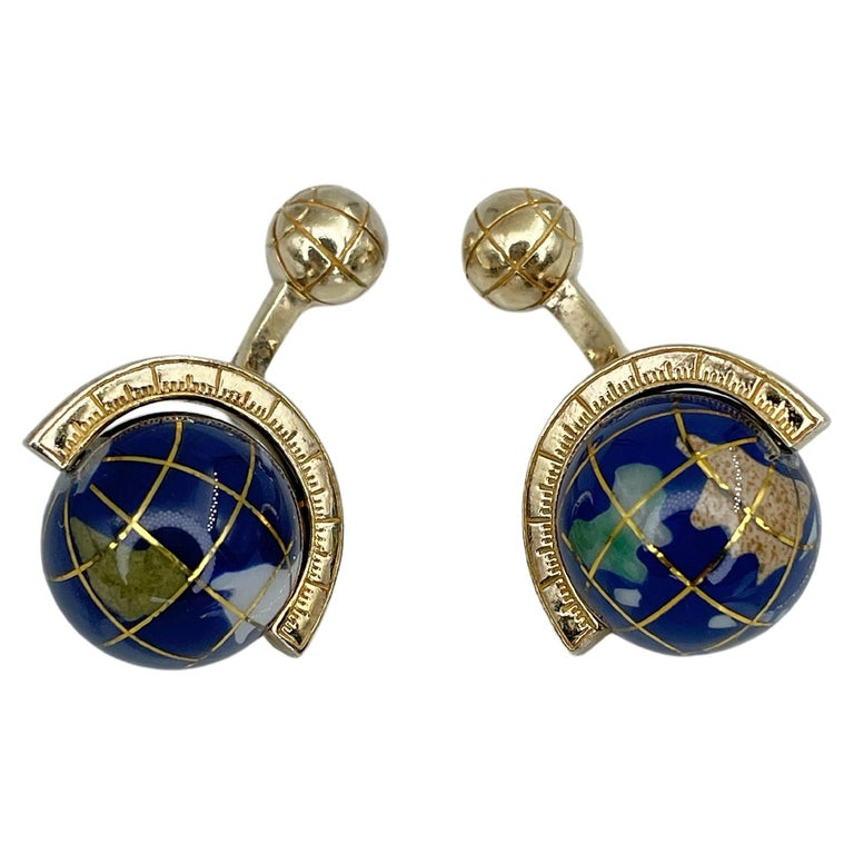 Tateossian Gold Plated Silver Globe Mosaic Cufflinks at 1stDibs