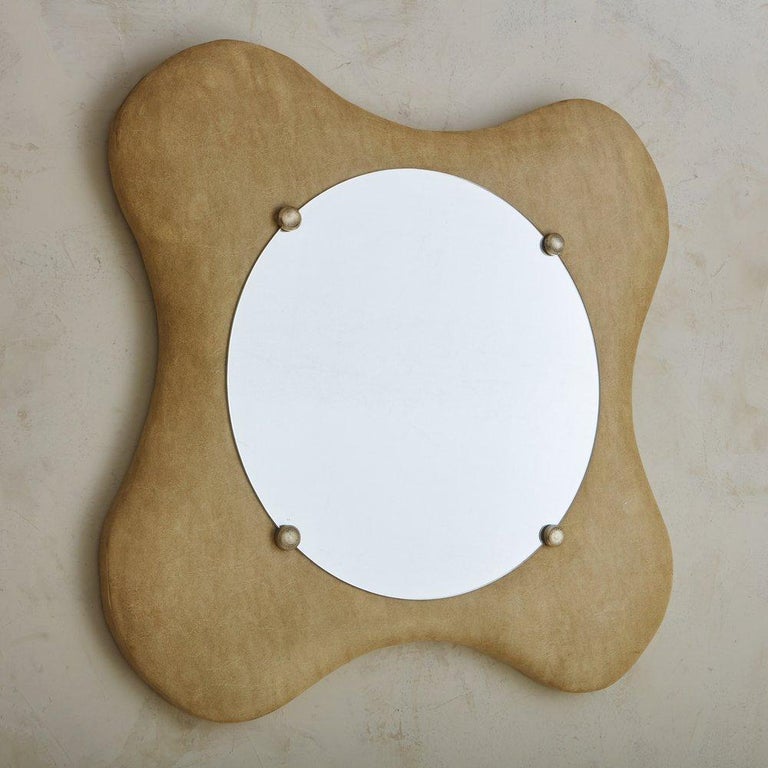 Taupe Clover Wall Mirror, France, 1970s For Sale at 1stDibs