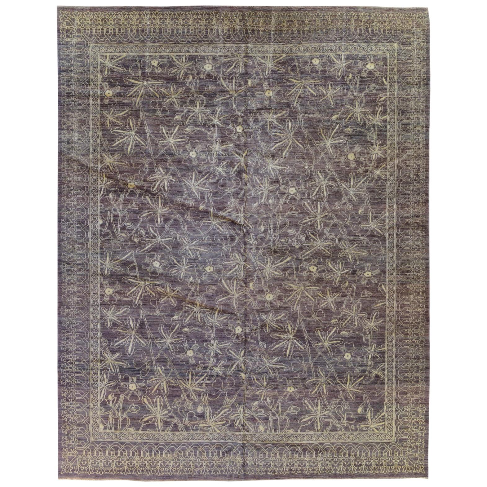 Modern Contemporary Area Rug in Red Taupe, Handmade of Silk and Wool ...