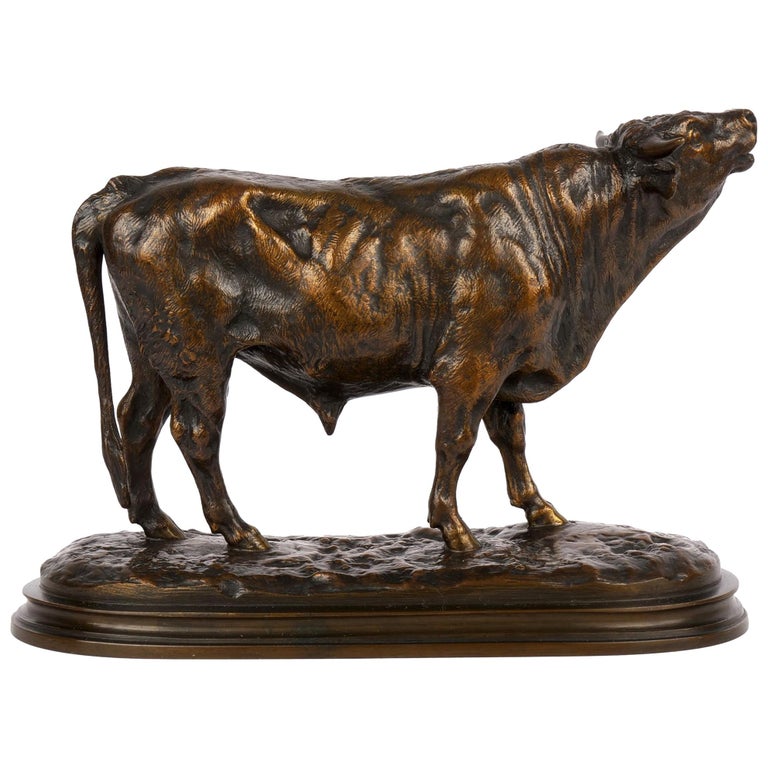 "Taureau Beuglant" Sculpture de vache en bronze ancien par Rosa Bonheur sur 1stDibs