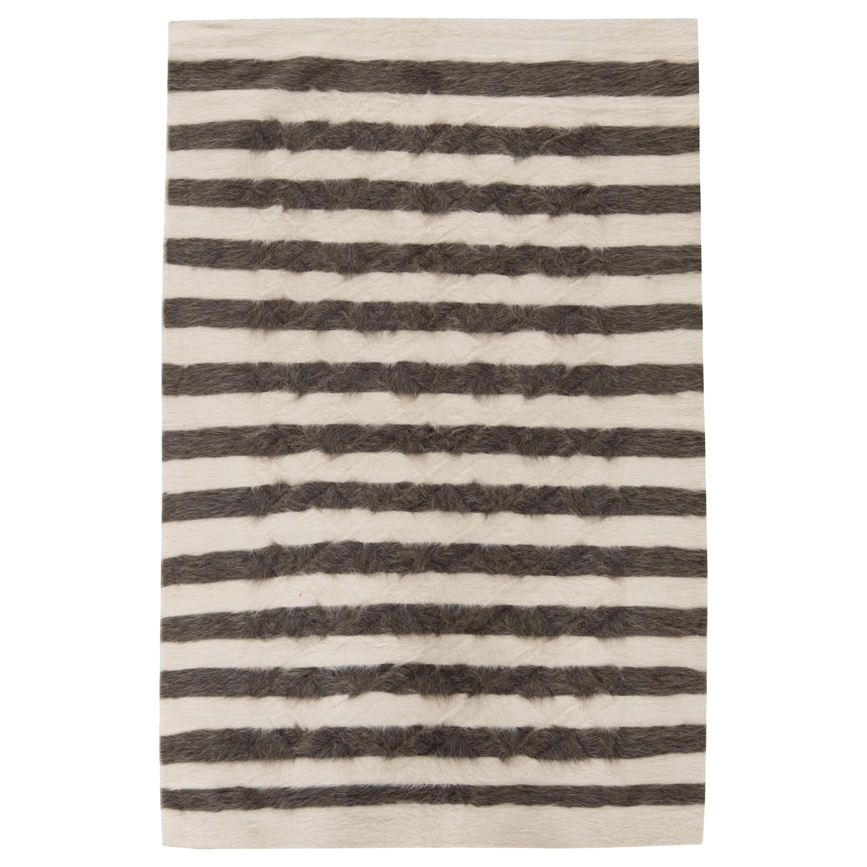 Taurus Collection Modern Striped Handmade Goat Hair Rug by Doris Leslie ...